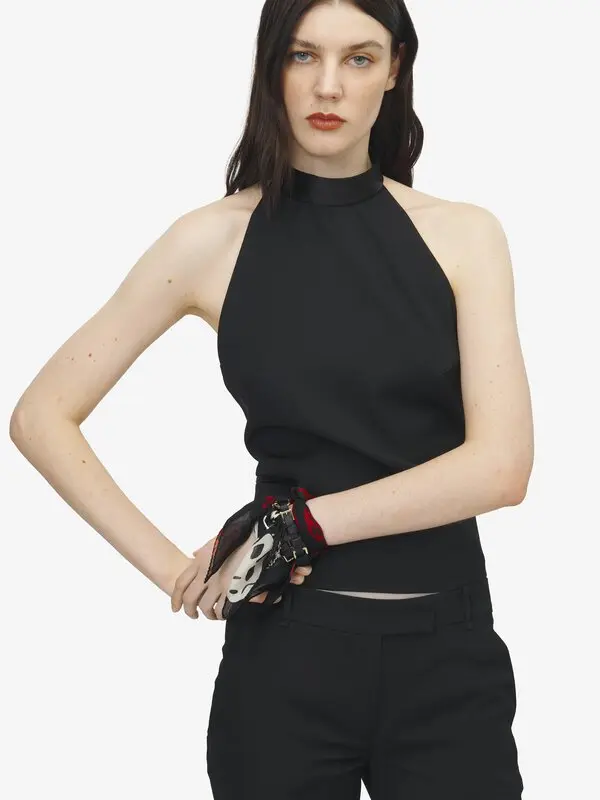 Alexander McQueen Skull Scarf Double Wrap Bracelet - Black/white