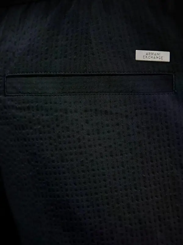 Armani Exchange Seersucker Logo Plaque Trousers