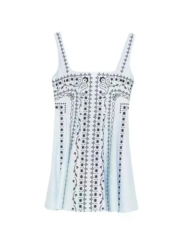 Maje Embroidered Square-neck Mini Dress - Blue