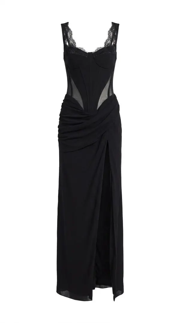 MILLA Maxi Dress With Corset Bodice And Slit