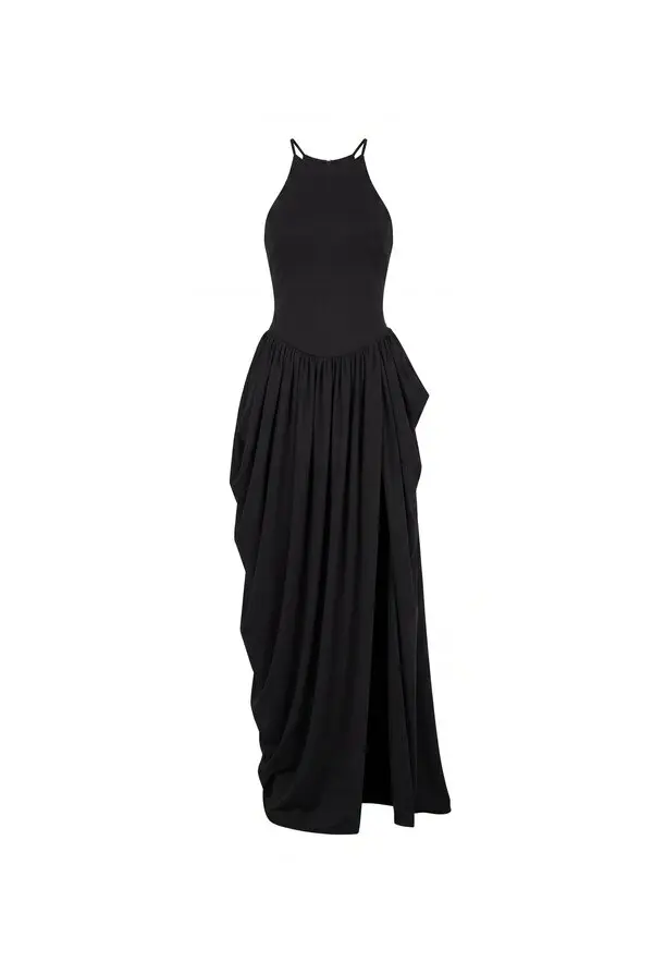 MILLA Elastic Maxi Gown With Halterneck And Slit