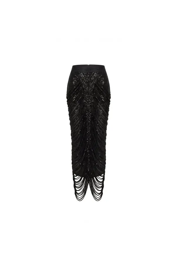 MILLA Sequin Midi Skirt With Draping