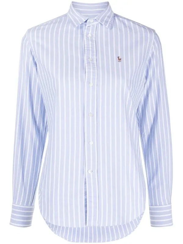 Polo Ralph Lauren Slim Fit Striped Oxford Shirt - Blue