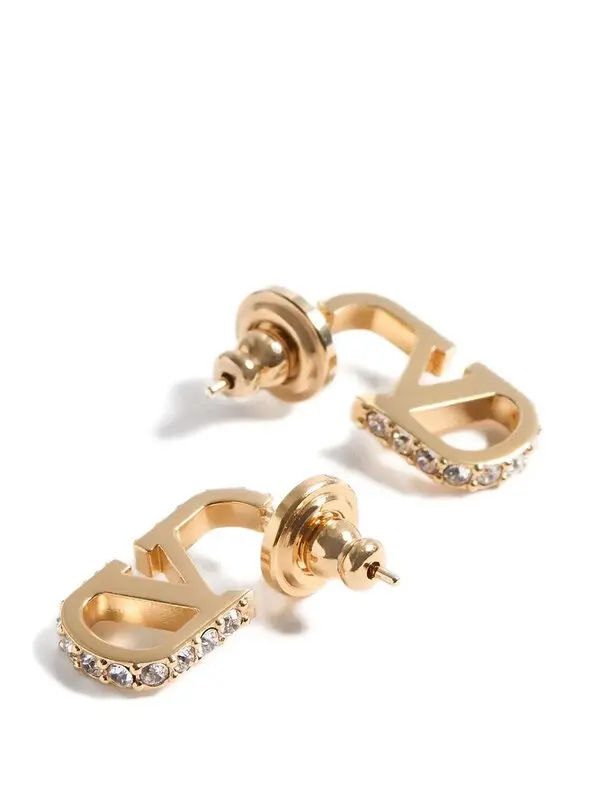 Valentino Garavani Vlogo Signature Bow And Crystal Drop Earrings - Metallic