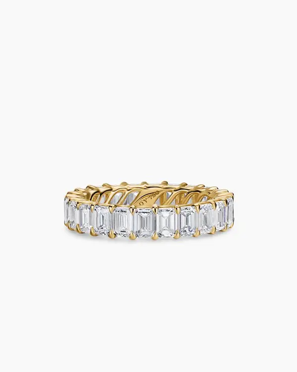 David Yurman Emerald Cut Band Ring In 18k Yellow Gold With Diamonds - Diamond