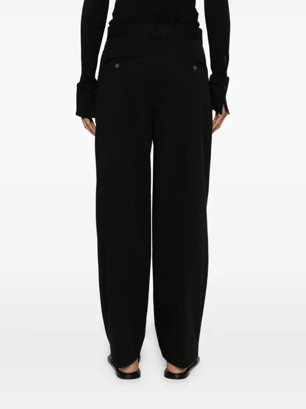 TOTEME Wide Leg Cotton Trousers - Black