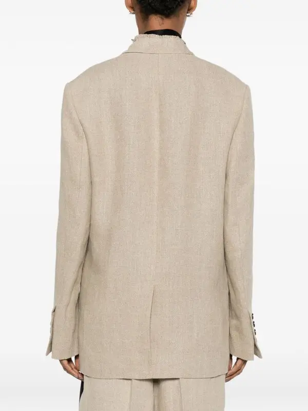 TOTEME Single-breasted Textured Linen Jacket - Beige