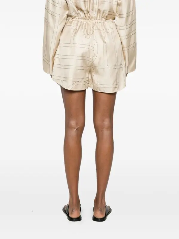 TOTEME Monogram Silk Pajama Shorts - White