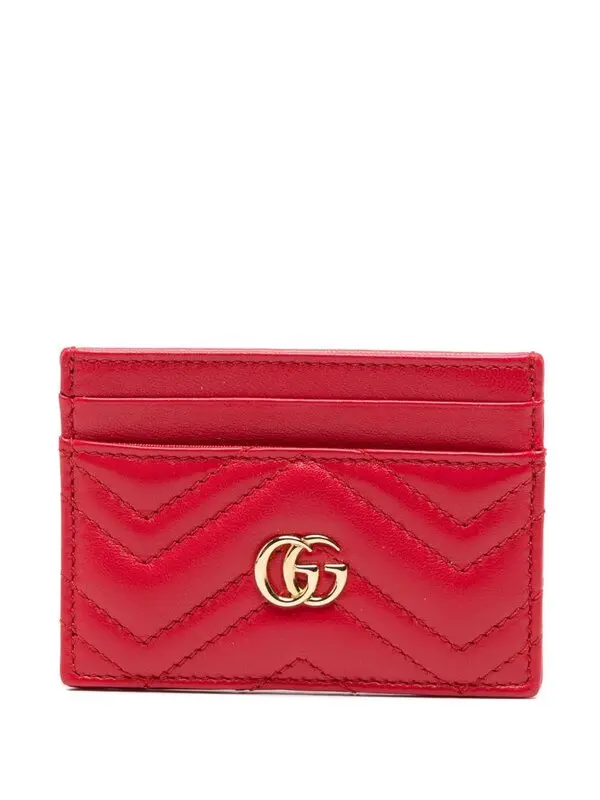 Gucci Gg Marmont Leather Card Case - Red