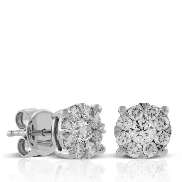 Benbridge 14k White Gold 3/4 Carat Diamond Cluster Stud Earrings - Wg