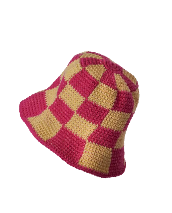 HOTPOT VARIETY Hand-crocheted Bucket Hat - Pink/yellow