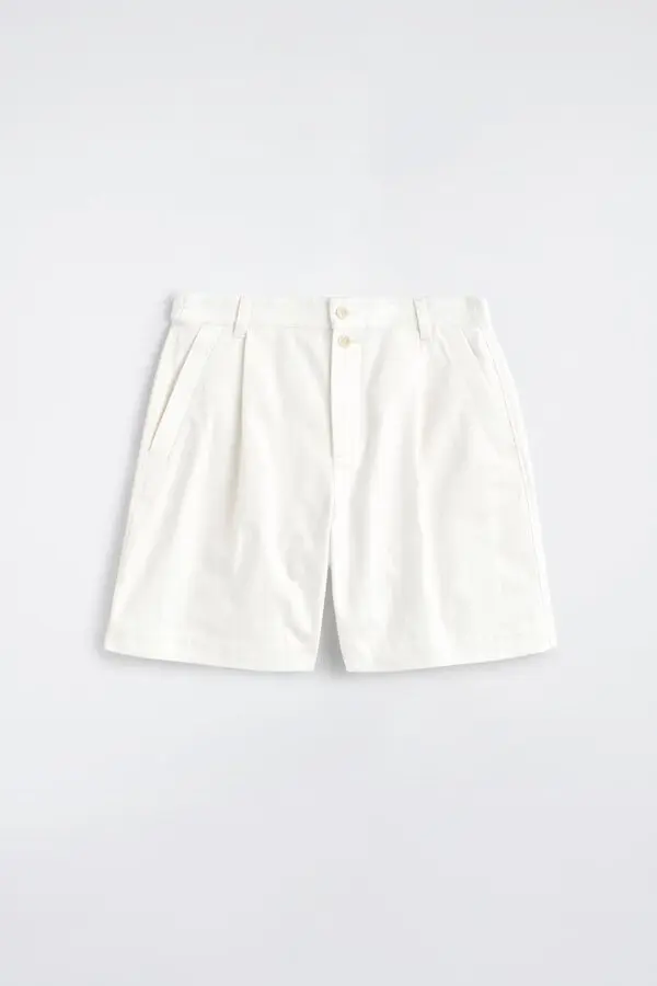 Cos Pleated Denim-herringbone Shorts - White
