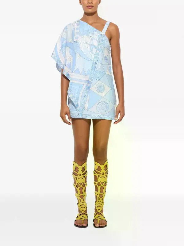 Emilio Pucci Asymmetrical Silk Dress With Occhi And Vivara Print
