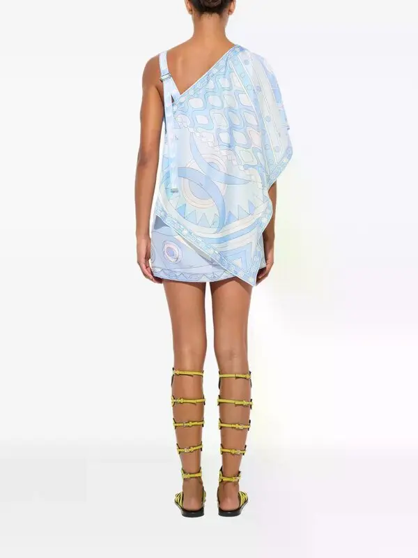 Emilio Pucci Asymmetrical Silk Dress With Occhi And Vivara Print