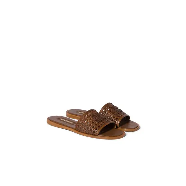 Miu Miu Woven Leather Slides