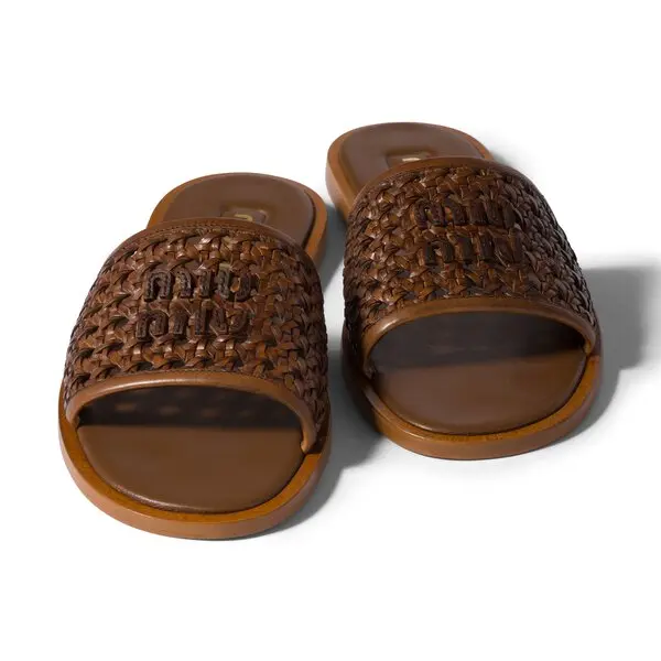 Miu Miu Woven Leather Slides