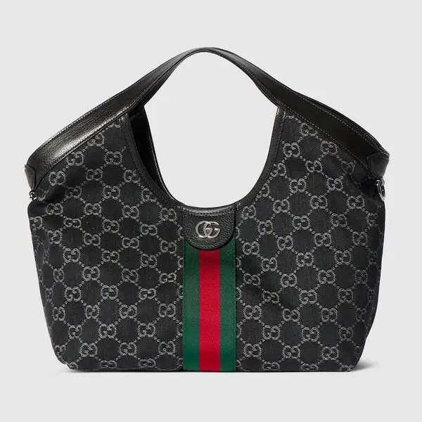 Gucci Giglio Small Tote Bag In Gg Denim