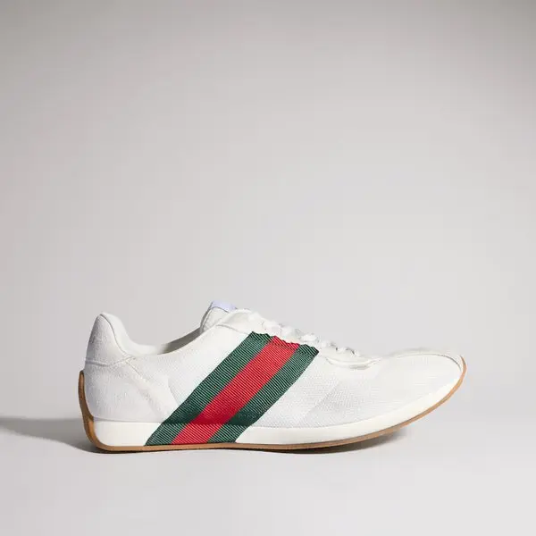 Gucci Tempo Sneaker In Aged-effect Mesh And Suede - White
