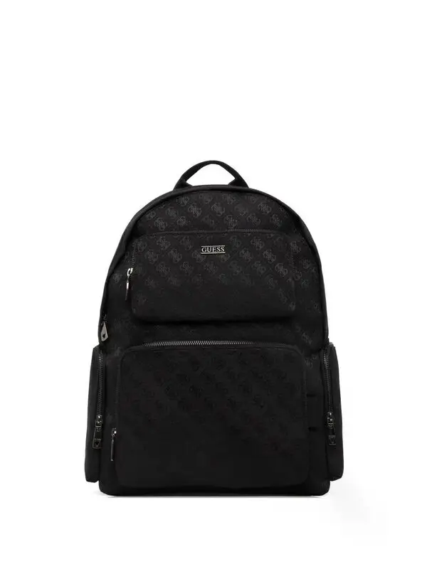 Guess Boston Monogram-pattern Logo-plaque Backpack - Black