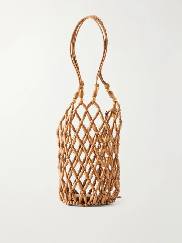Saint Laurent Cassandre Mini Beaded Bucket Bag - Neutrals