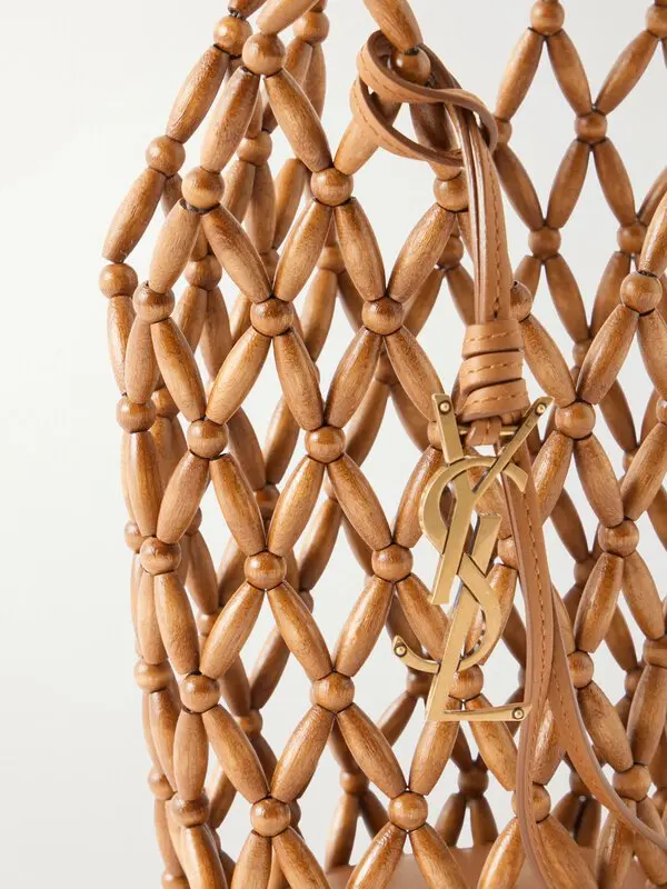 Saint Laurent Cassandre Mini Beaded Bucket Bag - Neutrals