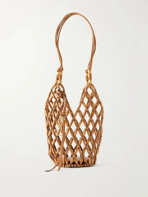 Saint Laurent Cassandre Mini Beaded Bucket Bag - Neutrals