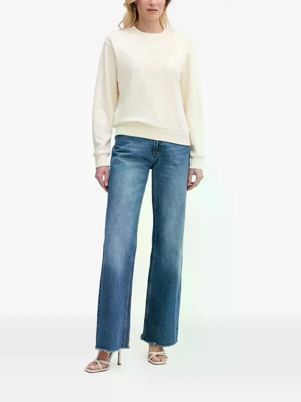 Guess Lace Patchwork Logo Embellished Sweatshirt