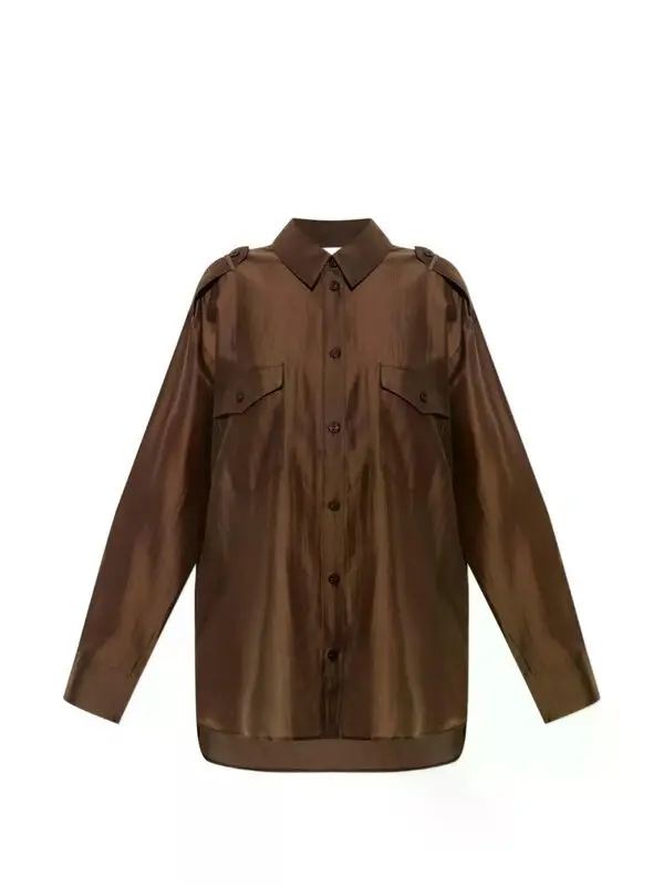 GESTUZ Epaulette-detail Satin Shirt