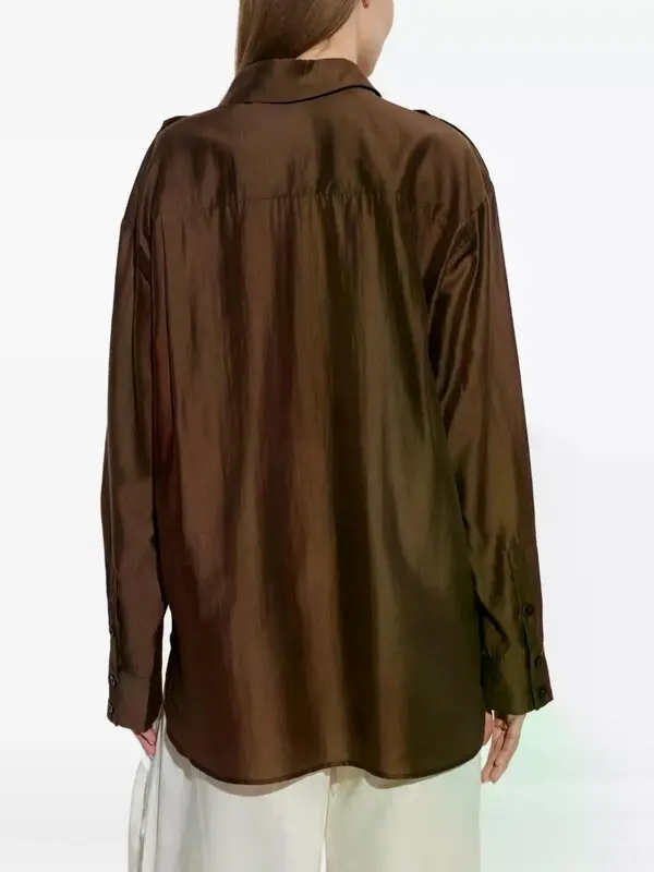 GESTUZ Epaulette-detail Satin Shirt