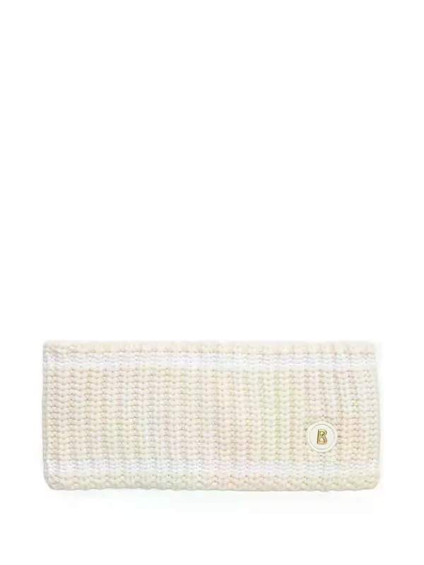 Bogner Ribbed Knit Logo Plaque Headband - Neutrals