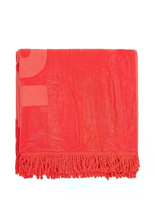 Rip Curl Logo-jacquard Fringed Beach Towel - Red