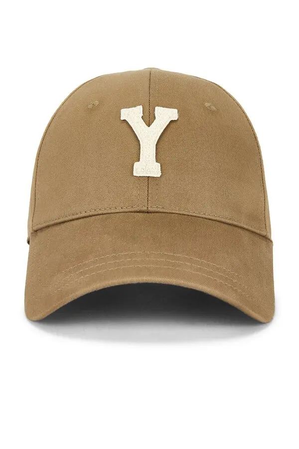 Saint Laurent College Y Cap In Beige - Kaki & Ivory