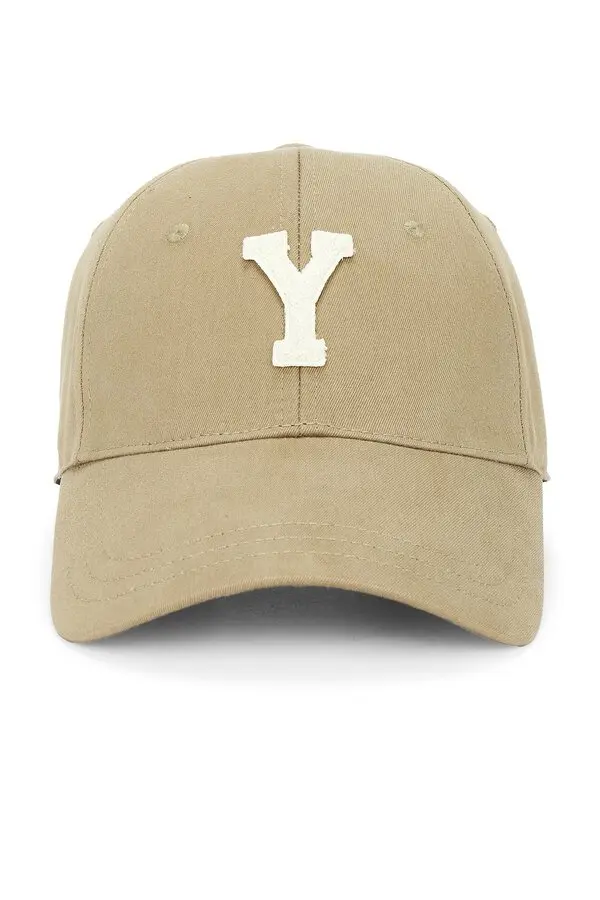 Saint Laurent Baseball Cap With Embroidered Logo - Kaki & Ivory