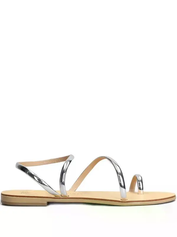 NICOLAS LAINAS Metallic Leather Flat Sandals