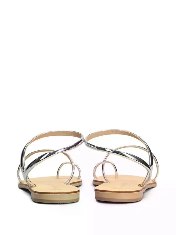 NICOLAS LAINAS Metallic Leather Flat Sandals