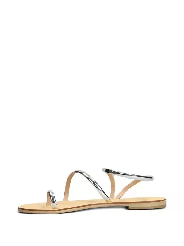 NICOLAS LAINAS Metallic Leather Flat Sandals