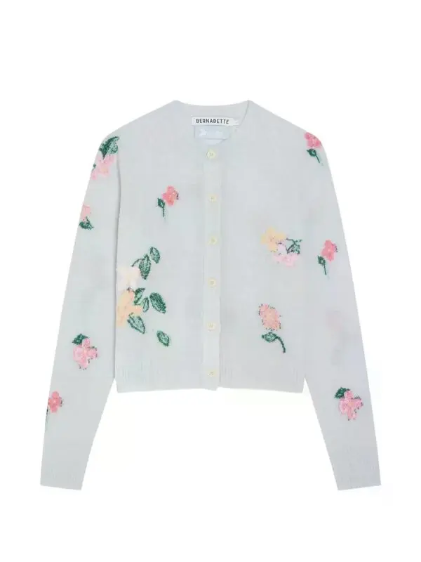 Bernadette Clemence Floral Intarsia Cardigan - Blue