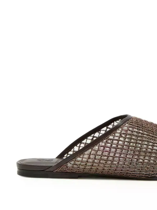 Brunello Cucinelli Monili Embellished Mesh Mules