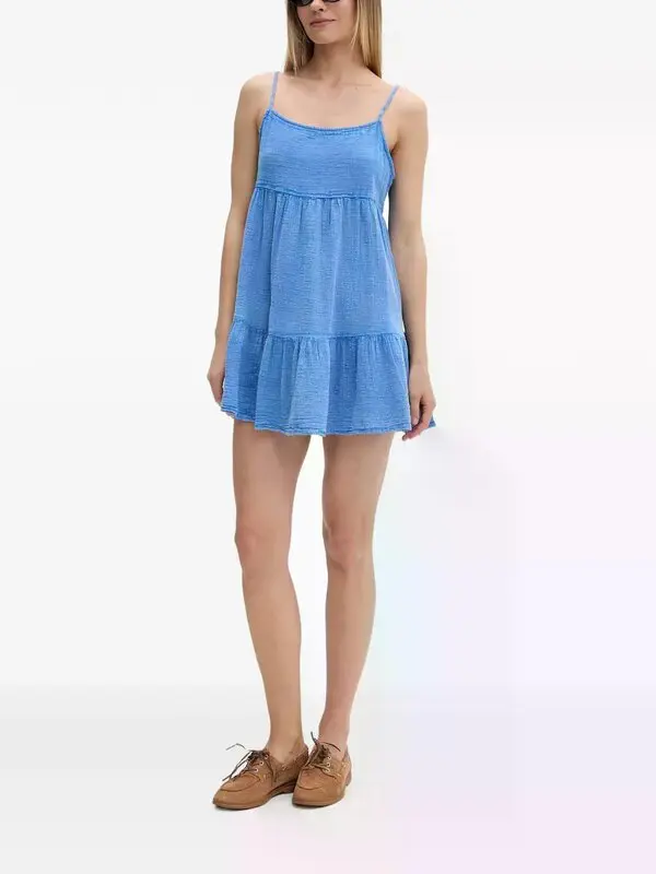 Rip Curl Tiered Slub-texture Mini Dress - Blue