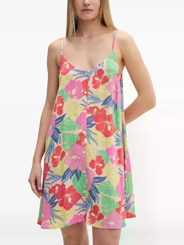 Rip Curl Floral Print Crinkled Mini Dress