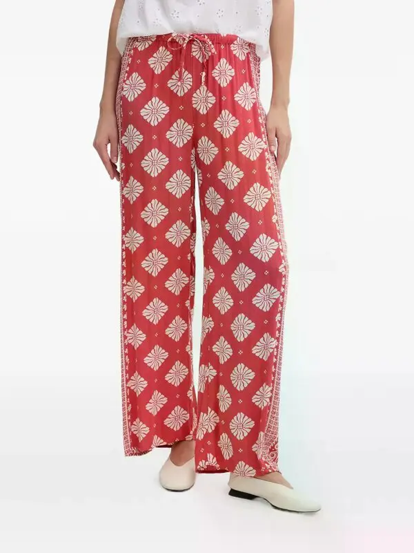 Rip Curl Ventura Floral Print Drawstring Palazzo Pants - Red