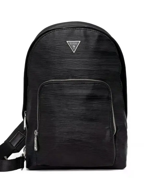 Guess Milano Logo-plaque Textured Backpack - Black