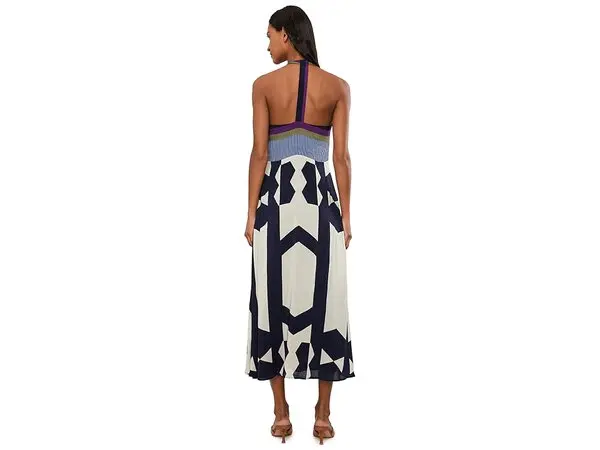 Vince Camuto V-neck Halter Maxi Dress With Geometric Print