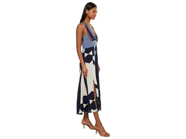 Vince Camuto V-neck Halter Maxi Dress With Geometric Print