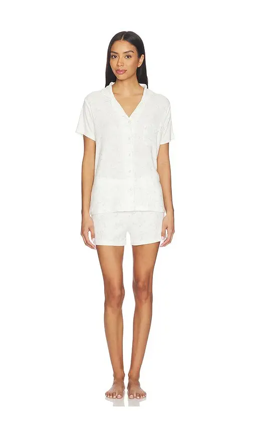 SKIMS Soft Lounge Short Sleep Set - Ivory Pearl Bows Print