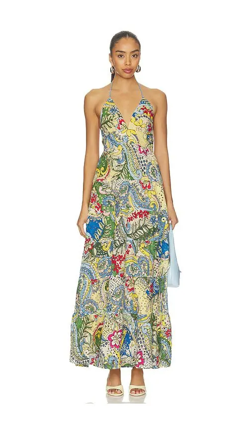 Alice + Olivia Adalyn Halter Maxi Dress - Heat Wave