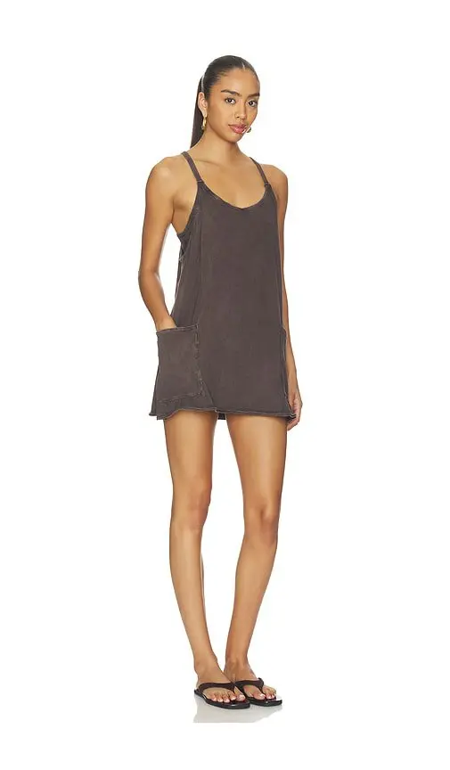 Free People X Hot Shot Mini Romper Dress - Chocolate