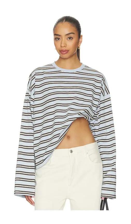 WeWoreWhat Boxy Oversized Crew Neck In Blue - Baby Blue & Pale Yellow
