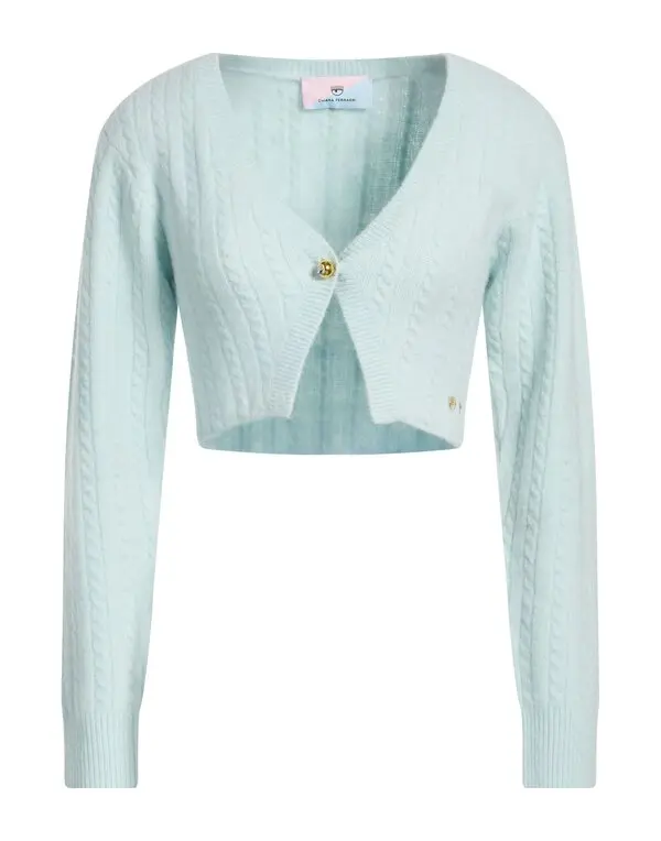 CHIARA FERRAGNI Cropped Cable Knit Cardigan - Blue