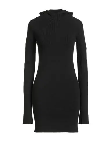 Fendi Ribbed Knit Hooded Mini Dress - Black
